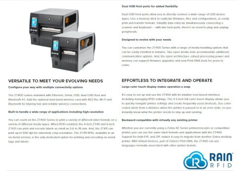 ZEBRA ZT411 Series - 203DPI & 300 DPI - LabelMark International